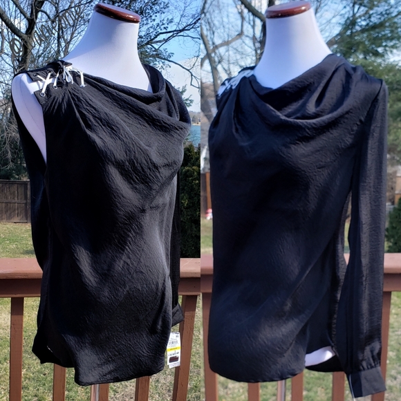 Bar III | Tops | Top Black Asymmetrical Bar Iii Melborne Shoulder Sz M ...